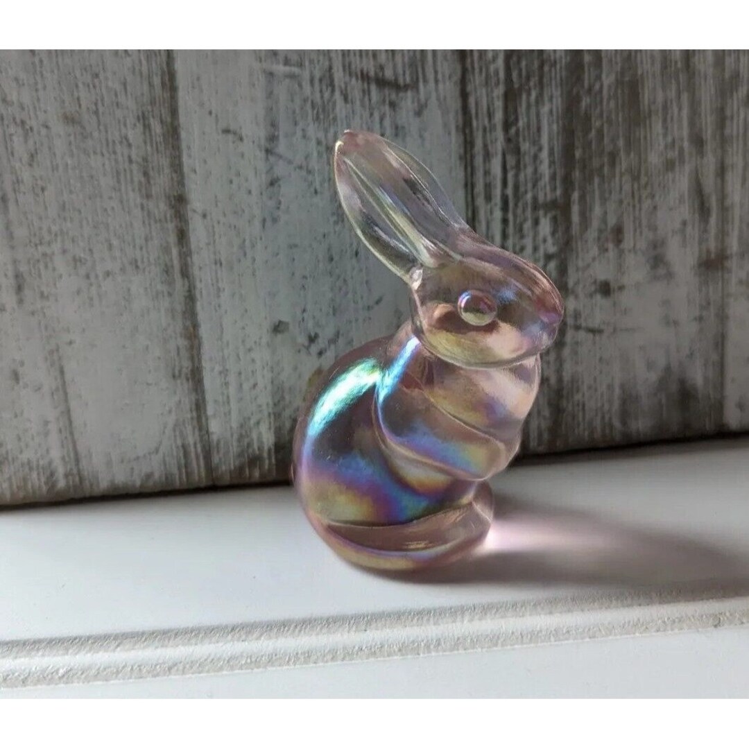 Fenton Art Glass Pink Iridescent Rabbit Easter Bunny - Etsy