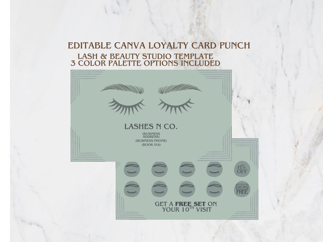 Editable Lash and Beauty Loyalty Card Template | Canva Punch Card ...