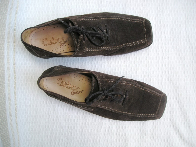 39 eur 8.5 us GABOR Vintage Brown Suede Leather Oxford Shoes, Size 39 ...