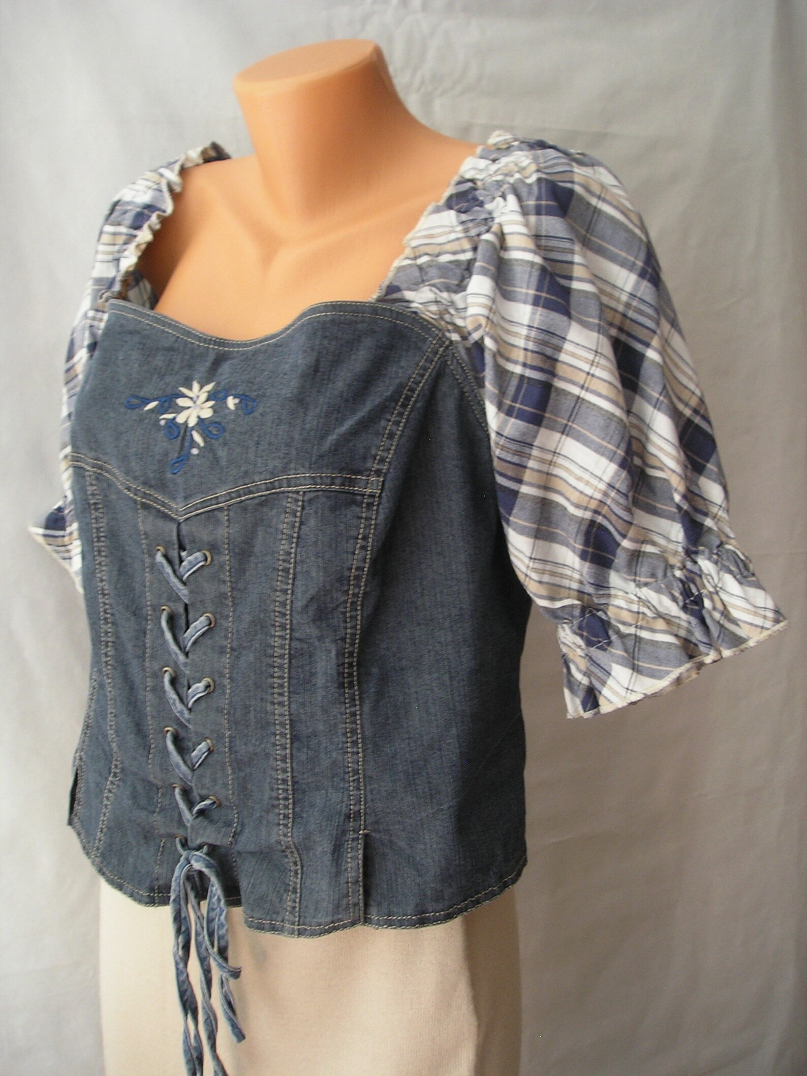 Vintage Blue Denim Corset Top L-XL - Etsy