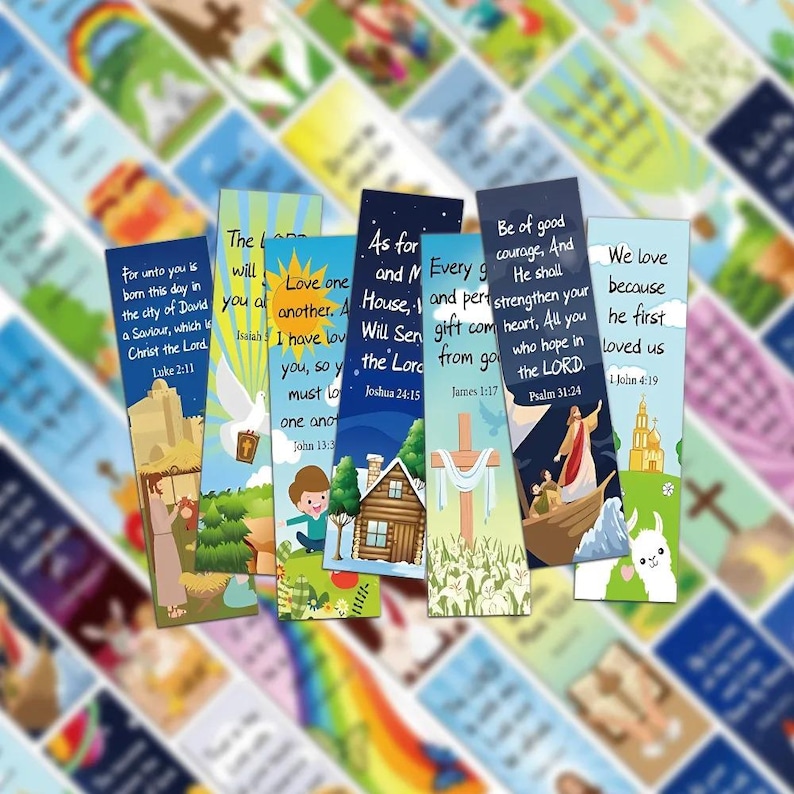 30PCS Christian Bookmarks Set Bible Verse Religious Reading Jesus God ...