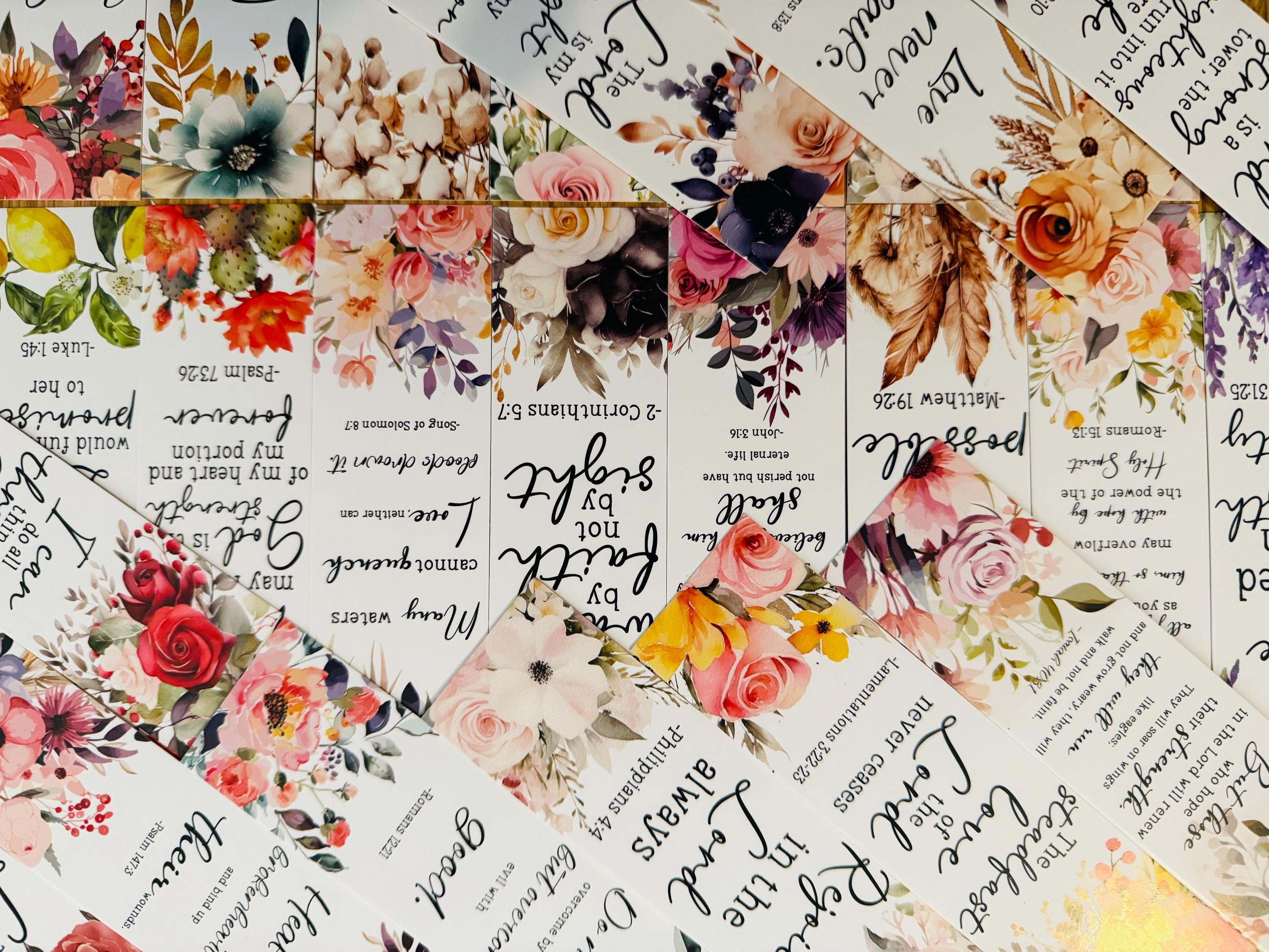 30pcs Floral Bible Verse Bookmarks Christian Scripture Page Markers ...