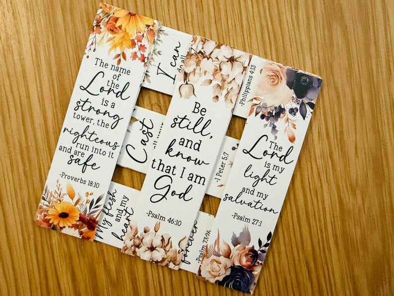 30pcs Floral Bible Verse Bookmarks Christian Scripture Page Markers ...