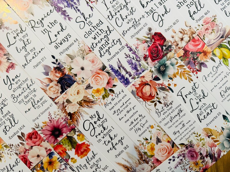 30pcs Floral Bible Verse Bookmarks Christian Scripture Page Markers ...