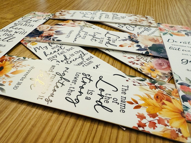 30pcs Floral Bible Verse Bookmarks Christian Scripture Page Markers ...