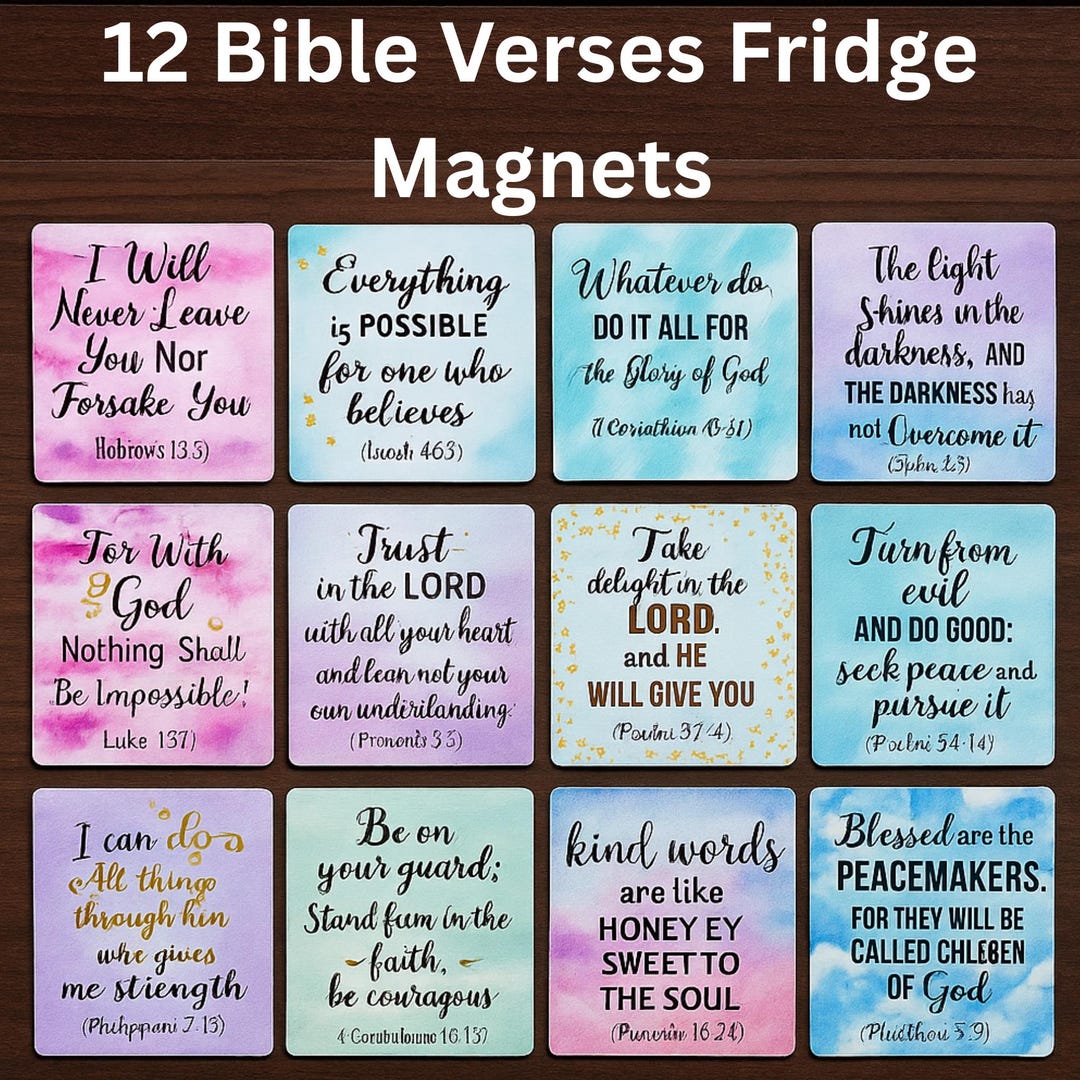 12pcs Christian Bible Verse Magnets Inspirational Refrigerator ...