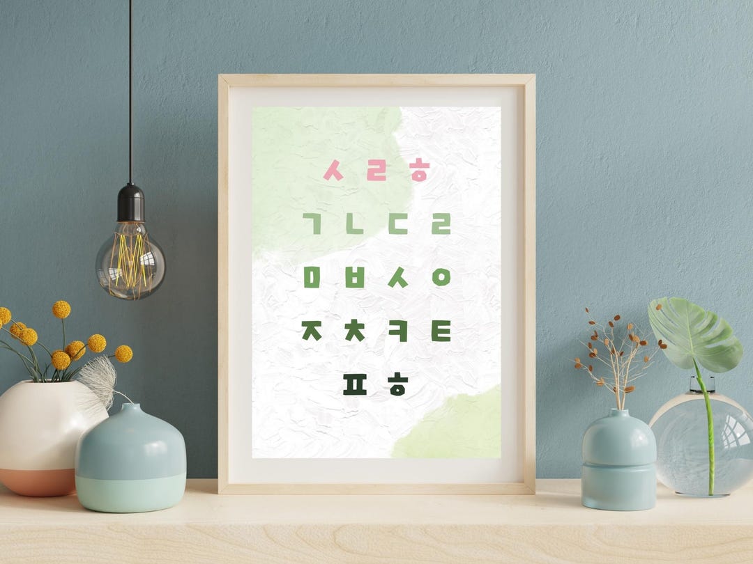 Korean Alphabet Chart, Hangul Consonants Poster for Kids Room ...