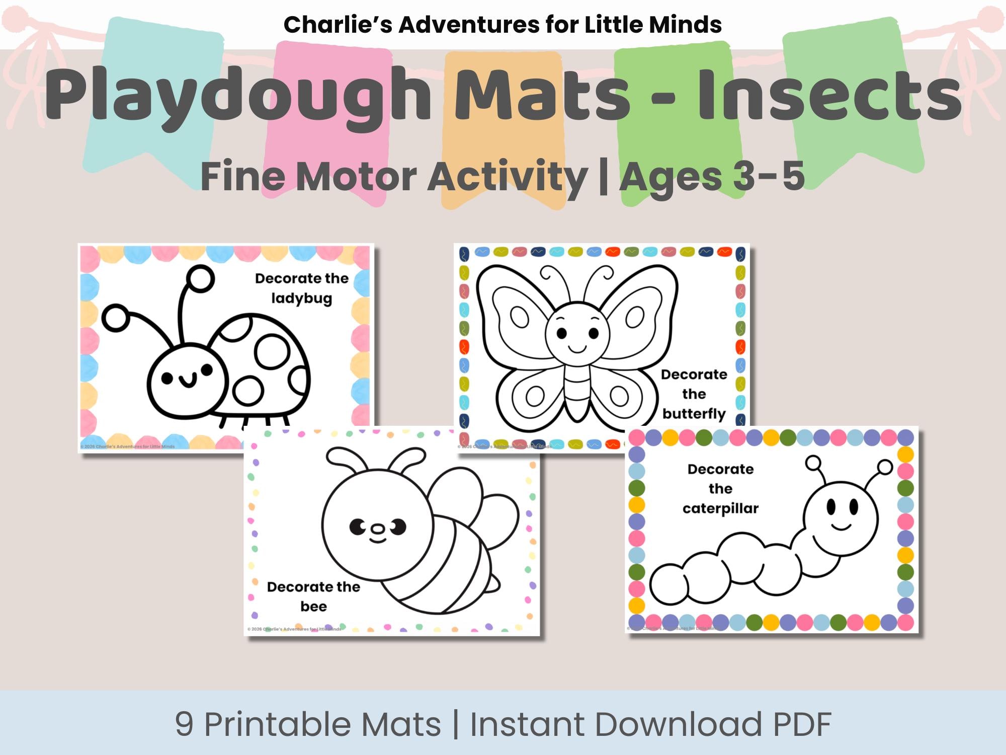 Insect Playdough Mats | Preschool Fine Motor Activity (PDF Download) - Etsy