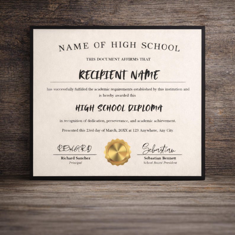 Editable Homeschool Diploma Template, Graduation Certificate (digital ...
