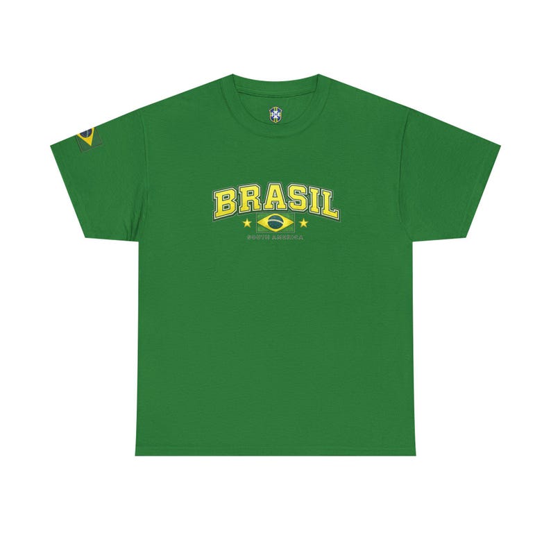 Brazil Crest Tee | Brasil Soccer Logo T-shirt, Flag Sleeve Football ...