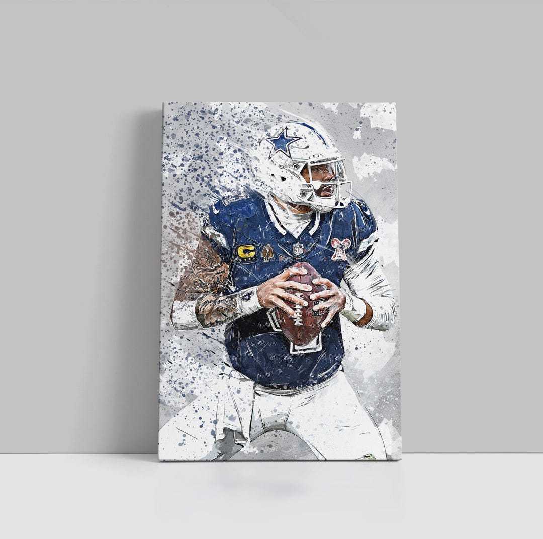 Dak Prescott Poster Dallas Cowboys Wall Art Football Canvas NFL Player ...
