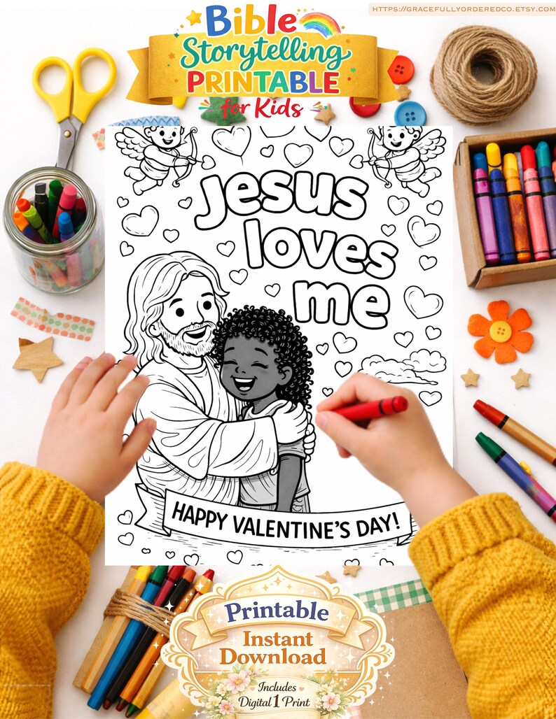 Christian Valentine Coloring Page for Melanin Girls | Kids Faith ...