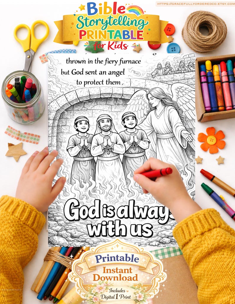 Fiery Furnace Bible Coloring Page | Kids Christian Affirmation ...