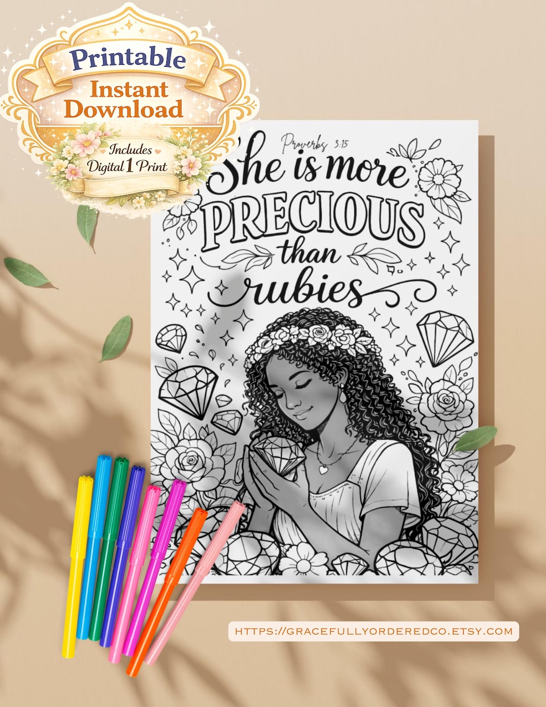 Black Faith Art Coloring Page | Bible Verse | Affirmation Christian ...