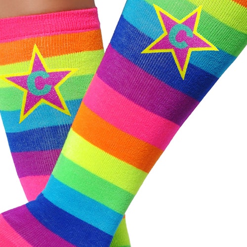 Roller Skate Girls Socks Neon Rainbow Knee High Custom Socks | Etsy