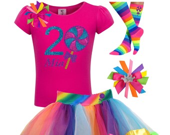7th Birthday Lollipop Pink Shirt Candy Sweet Shop Rainbow Tutu - Etsy
