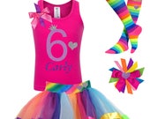 Pink 6th Birthday Shirt Birthday Tutu Skirt Girls Sixth - Etsy