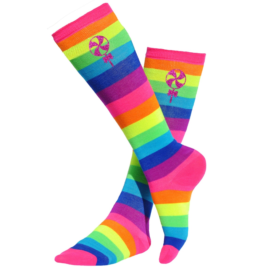 Lollipop Rainbow Neon Knee High Socks Roller Derby Socks Skate Party ...