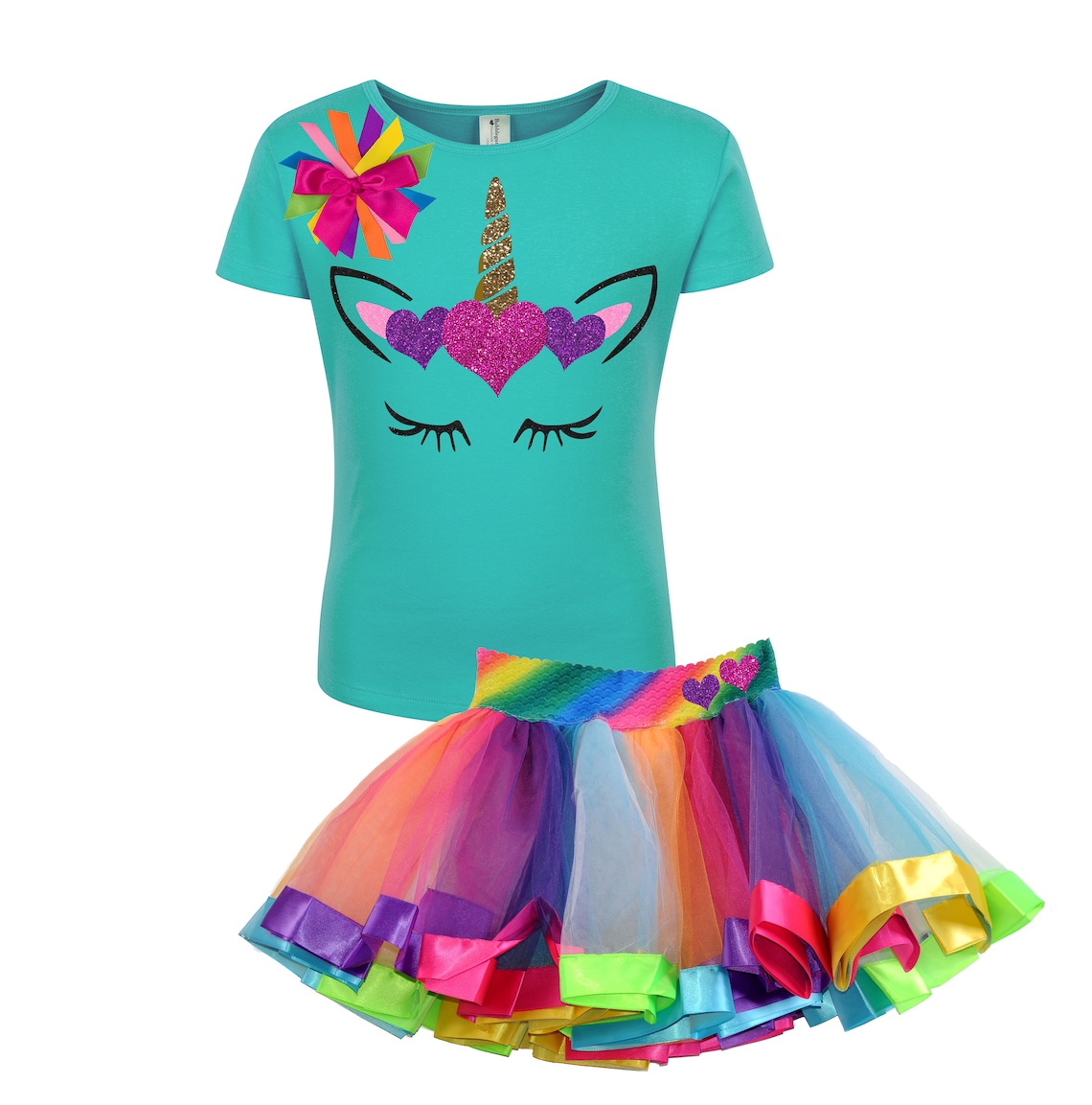 Unicorn Birthday Girl Outfit Rainbow Tutu Unicorn Shirts Gold | Etsy