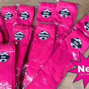 Girls Soccer Socks Rainbow Knee High Socks Soccer Hair Bow Black White ...