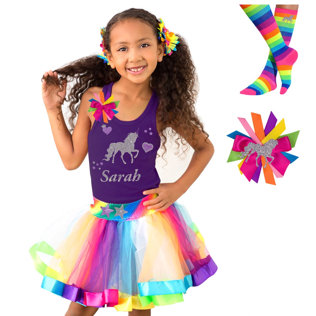 Rainbow Unicorn Birthday Girls Tutu Outfit Fairytale Birthday Magical ...