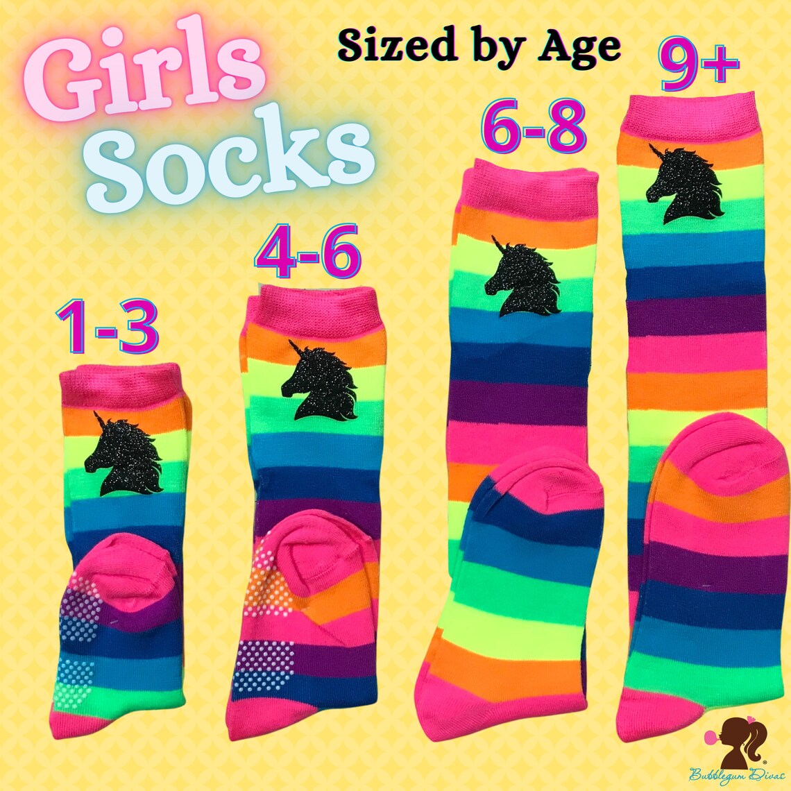 Roller Skate Party Socks Girls Neon Glow Rainbow Knee High - Etsy
