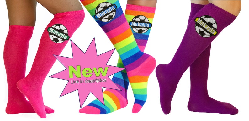 Girls Soccer Socks Rainbow Knee High Socks Soccer Hair Bow - Etsy