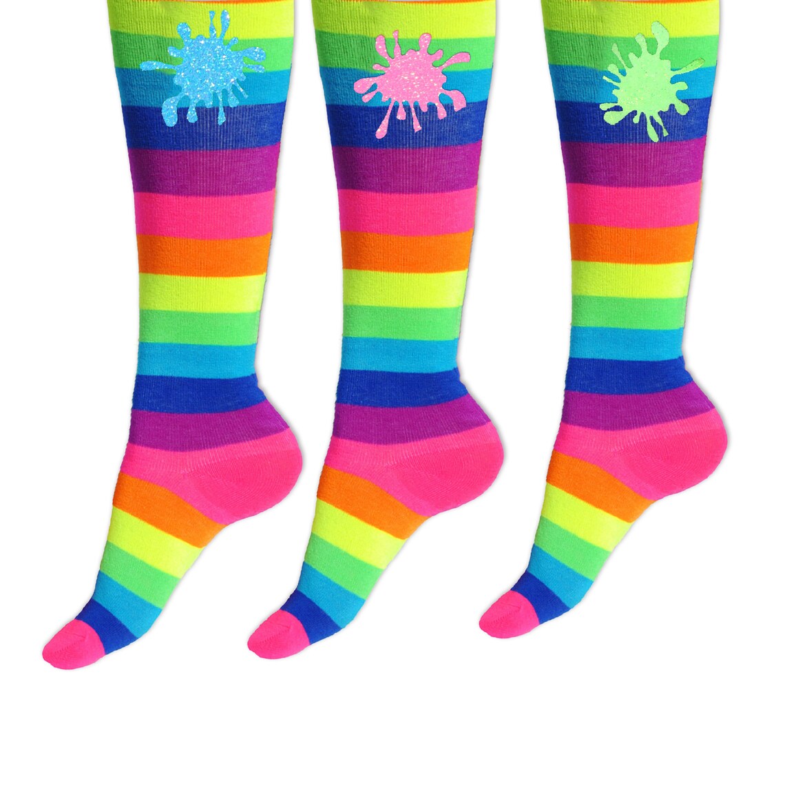 Slime Party Rainbow Knee High Socks Glitter Crunchy Slime - Etsy