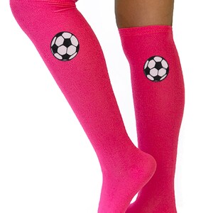 Girls Soccer Socks Rainbow Knee High Socks Soccer Hair Bow Black White ...