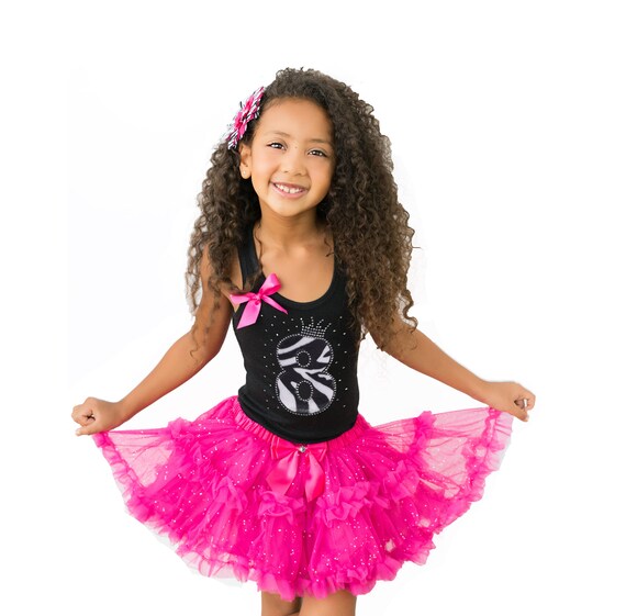 8th Birthday Girl Shirt Black Zebra Tank Rhinestone Number 8 ...