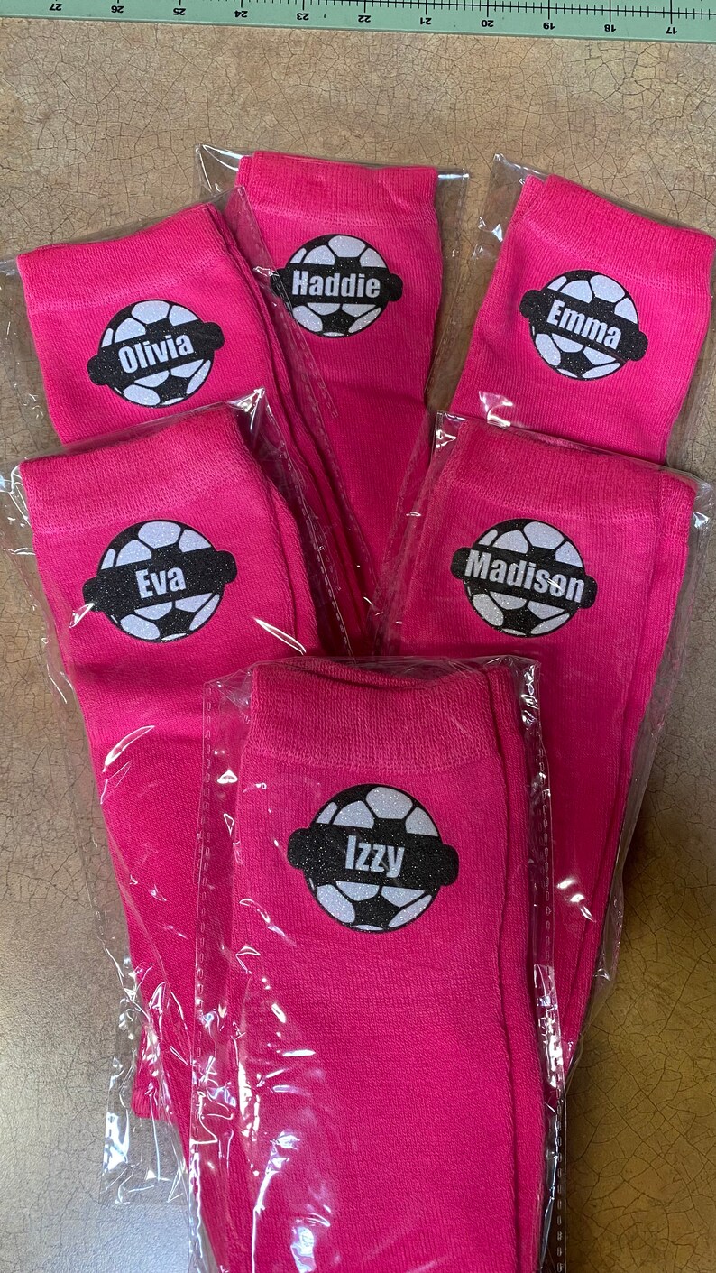 Girls Soccer Socks Pink Knee High Socks Personalized Soccer - Etsy