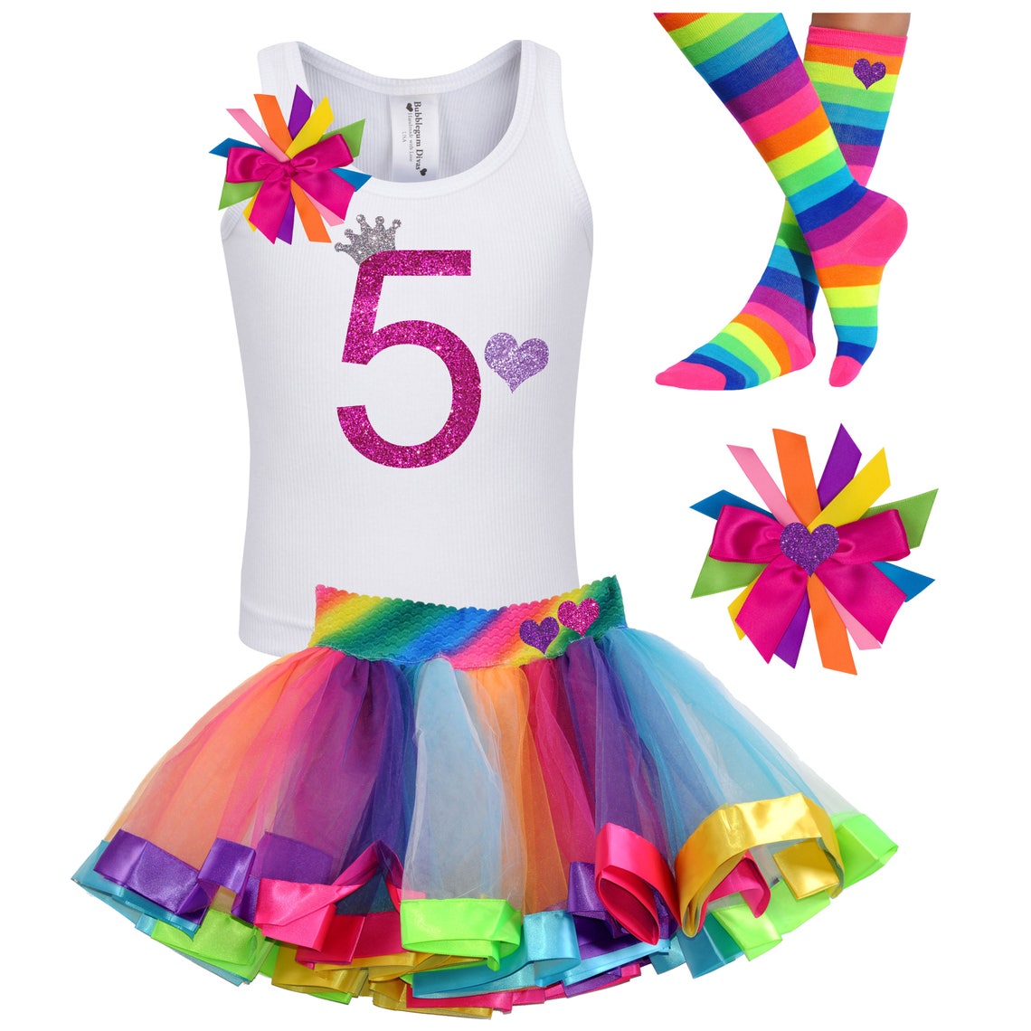Rainbow Birthday Outfit 5th Birthday Shirt Girl 5 Fifth - Etsy