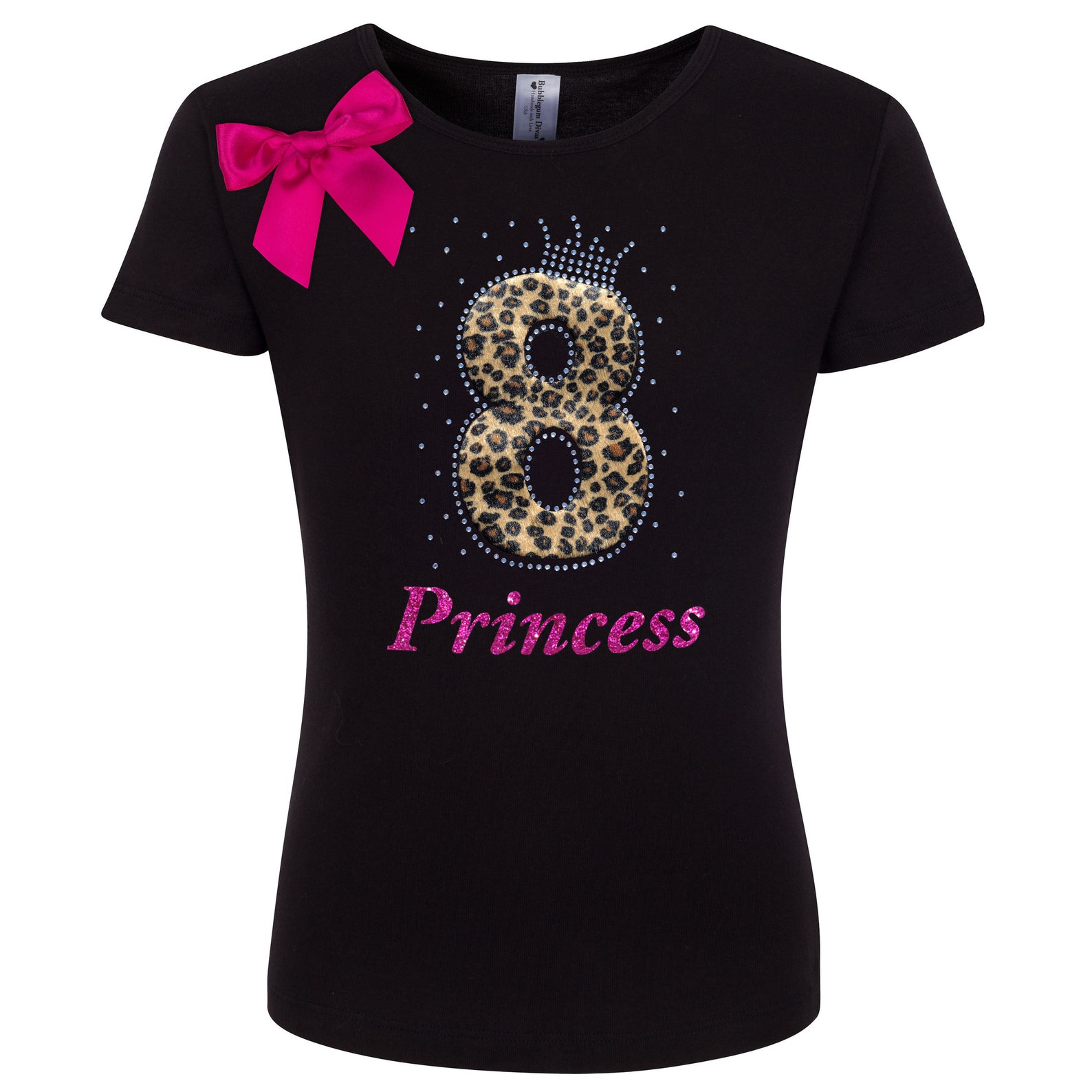 8th Birthday Cheetah Princess Shirt, Rhinestone Number - Etsy