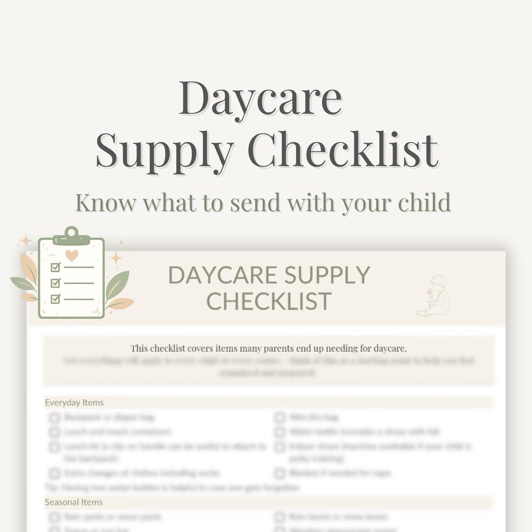 Daycare Supply Checklist | Printable and Fillable Daycare Packing List ...