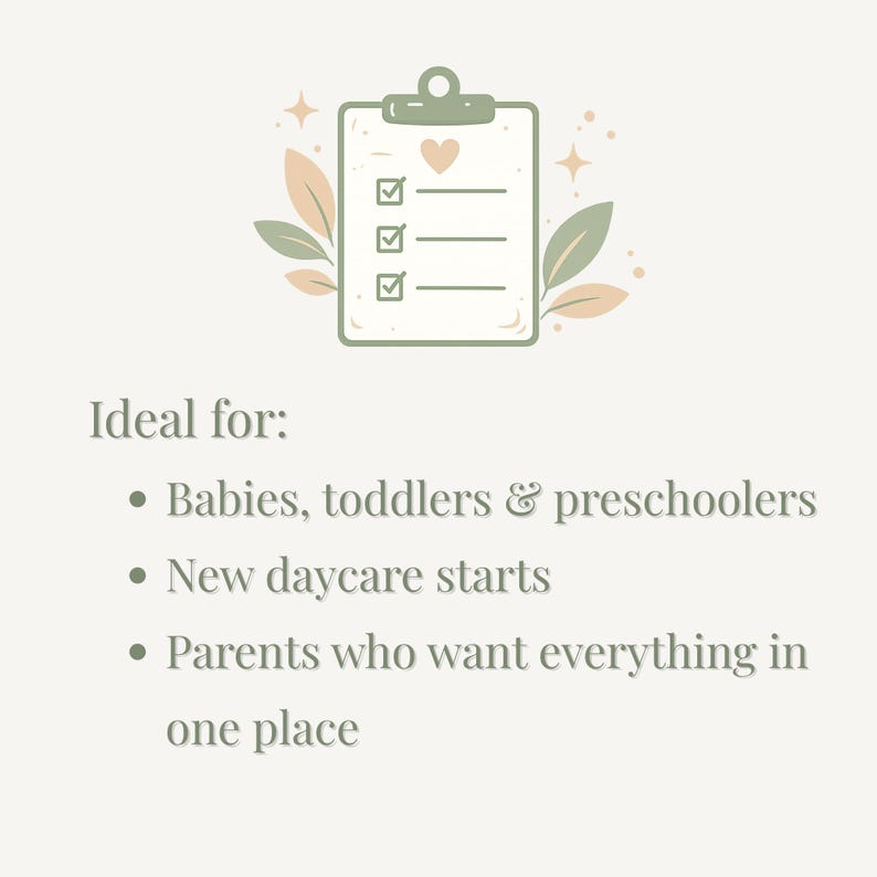 Daycare Info Sheet | Printable and Fillable Daycare Reference for ...