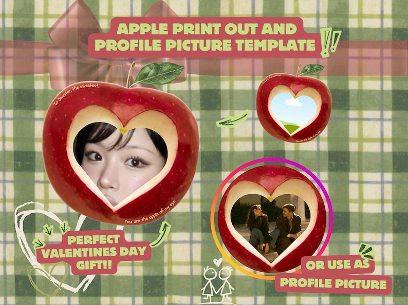 Apple Core Heart, Printable Photo Template, Valentine's Anniversary ...