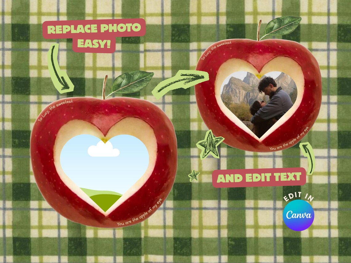 Apple Core Heart, Printable Photo Template, Valentine's Anniversary ...