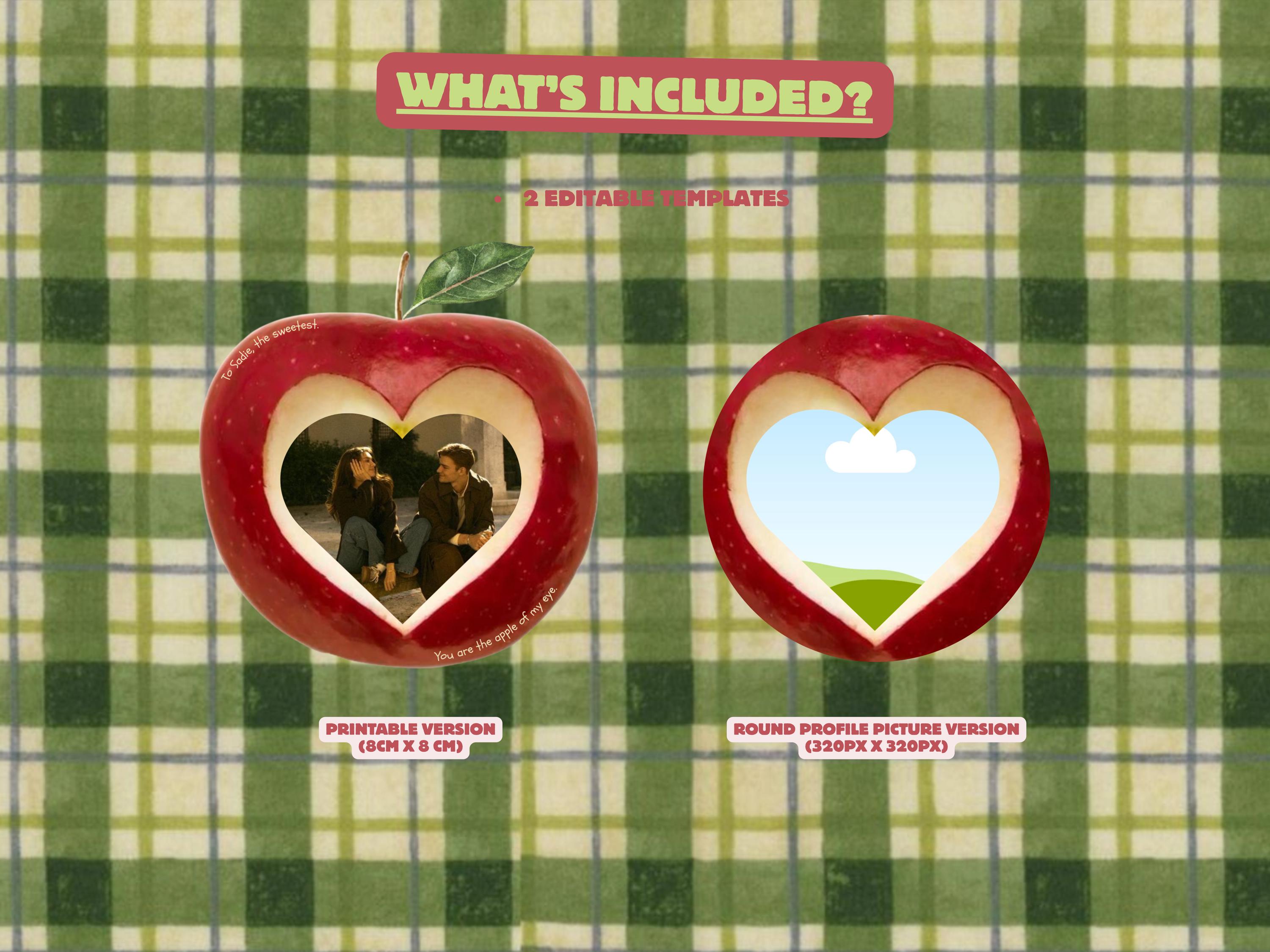 Apple Core Heart, Printable Photo Template, Valentine's Anniversary ...