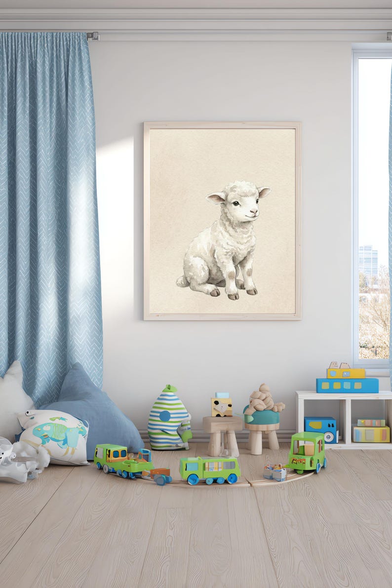 Jesus Good Shepherd Nursery Set of 3, Watercolor Lamb and Dove Wall Art ...