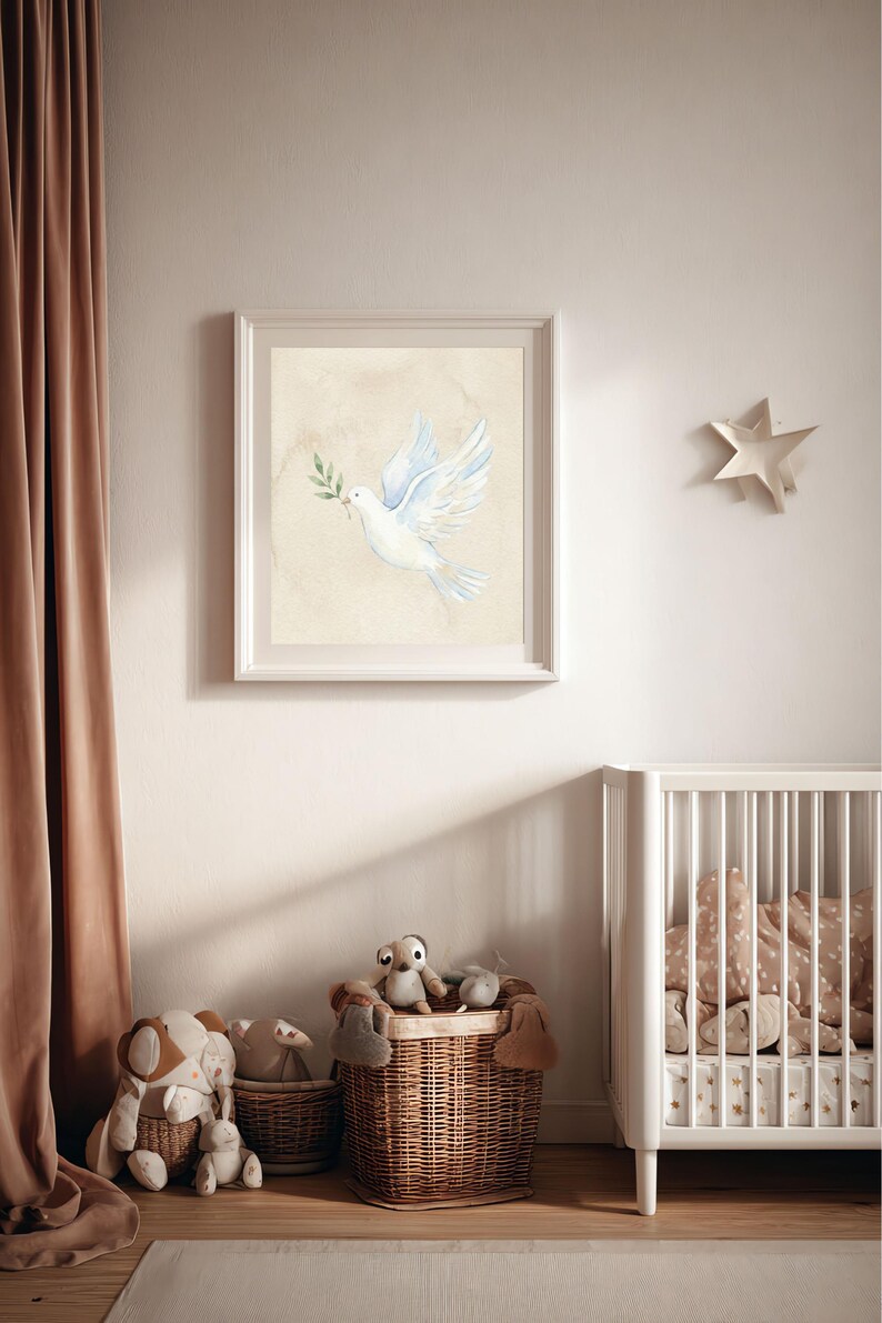 Jesus Good Shepherd Nursery Set of 3, Watercolor Lamb and Dove Wall Art ...