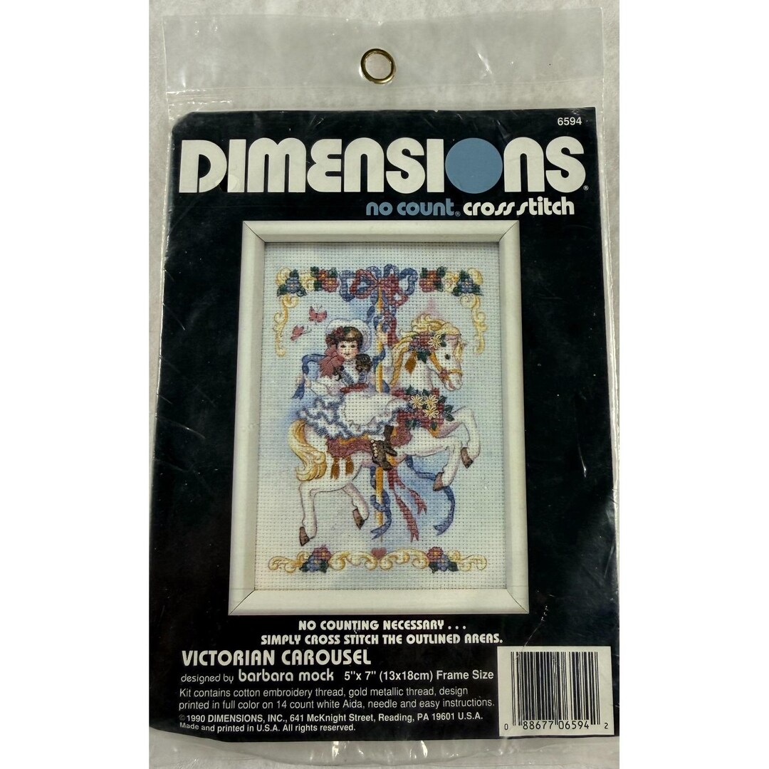 VTG Dimensions Victorian Carousel No Count Cross Stitch Kit Barbara ...