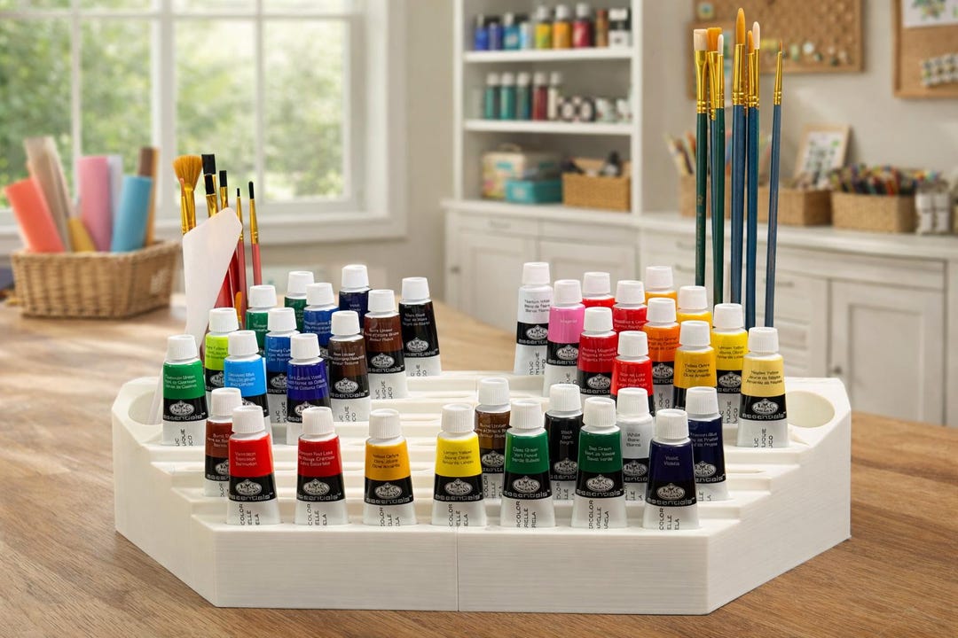 58 Tube Acrylic Paint Holder – Tiered Art Supply Rack, Brush Storage - Etsy
