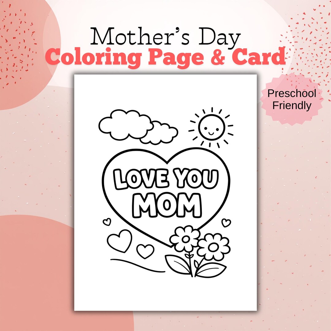 Mother's Day Coloring Page & Card | Preschool Toddler Activity ...