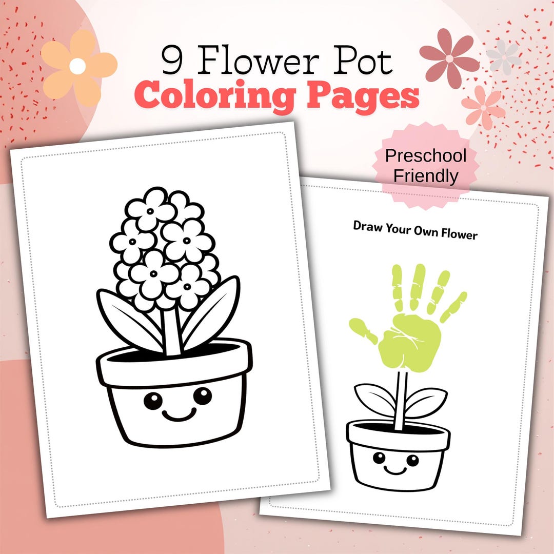 Flower Coloring Pages | Kids Spring Activity, 9 Designs (printable PDF ...