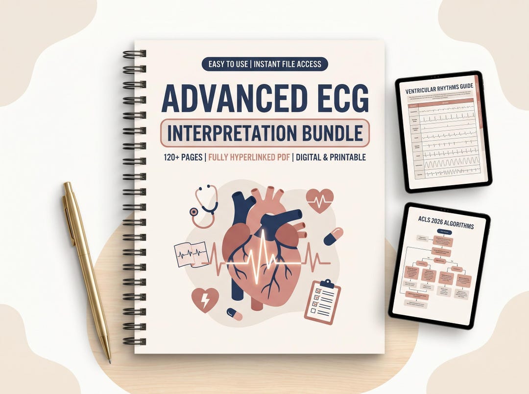 EKG Interpretation Guide — ECG Cardiac Rhythms Arrhythmia Cheat Sheet ...