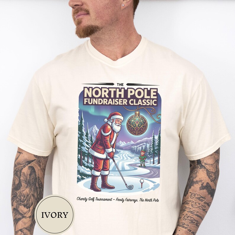 The North Pole Fundraiser Classic Shirt, Funny Golf Tee, Santa Golf ...