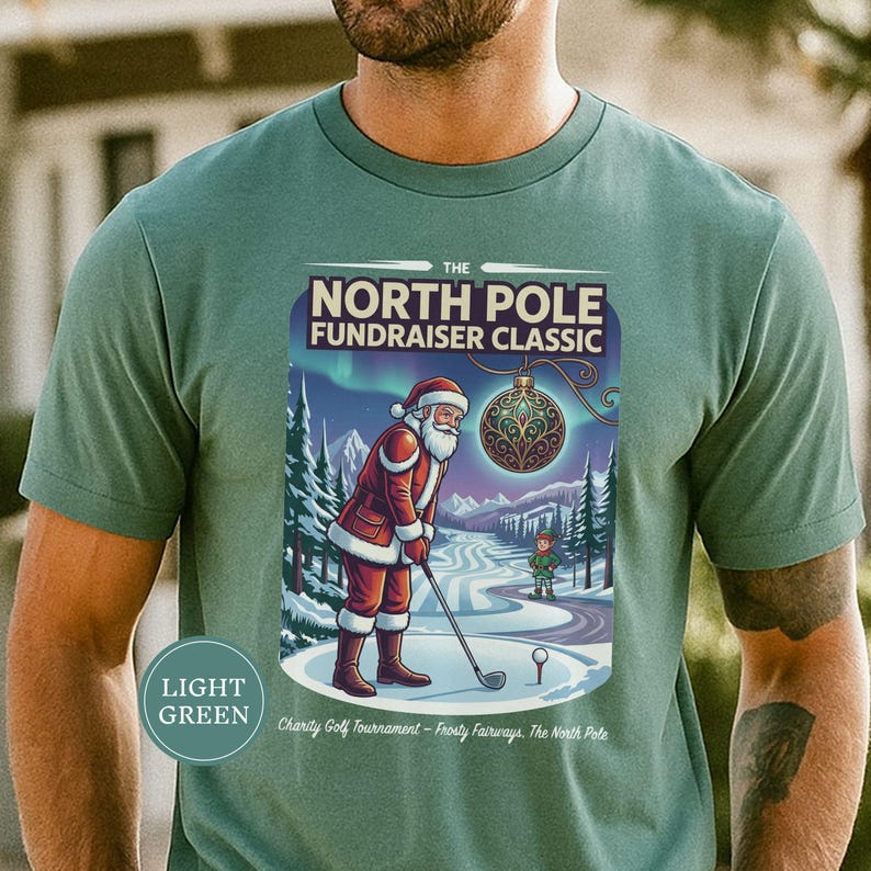 The North Pole Fundraiser Classic Shirt, Funny Golf Tee, Santa Golf ...