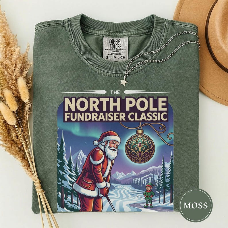 The North Pole Fundraiser Classic Shirt, Funny Golf Tee, Santa Golf ...