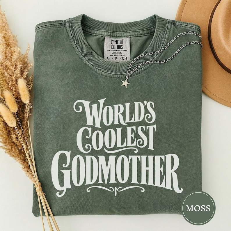Worlds Coolest Godmother Tee, Cute Godmom Shirt, Cool Godparent Gift ...