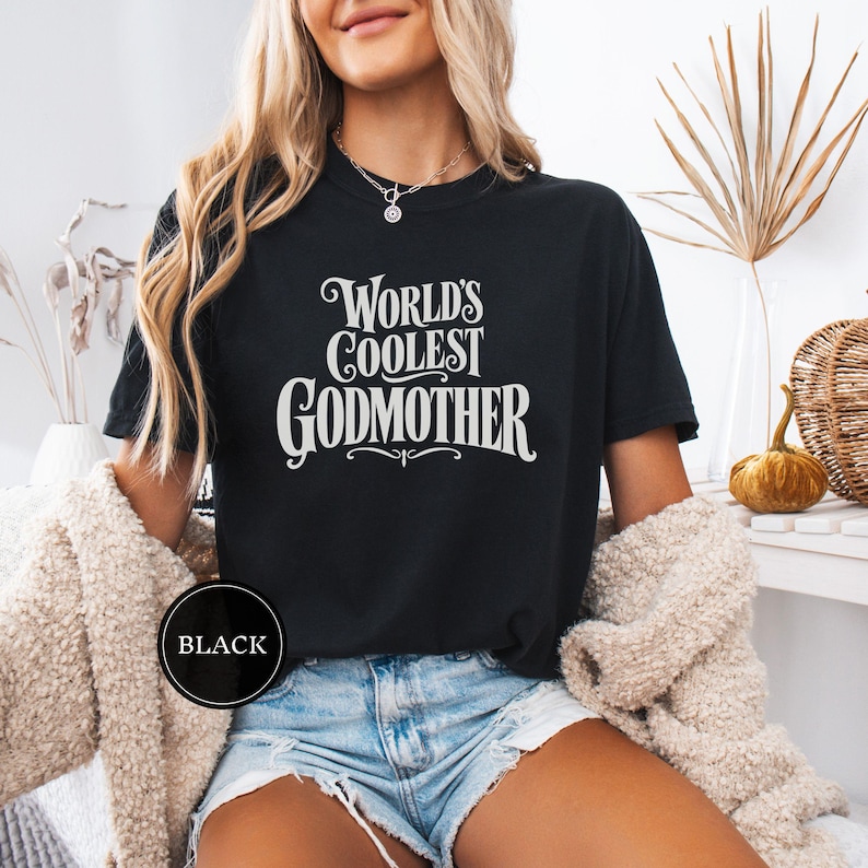 Worlds Coolest Godmother Tee, Cute Godmom Shirt, Cool Godparent Gift ...
